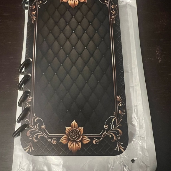 Adorned | Cell Phones & Accessories | Black And Gold Floral Notebook ...